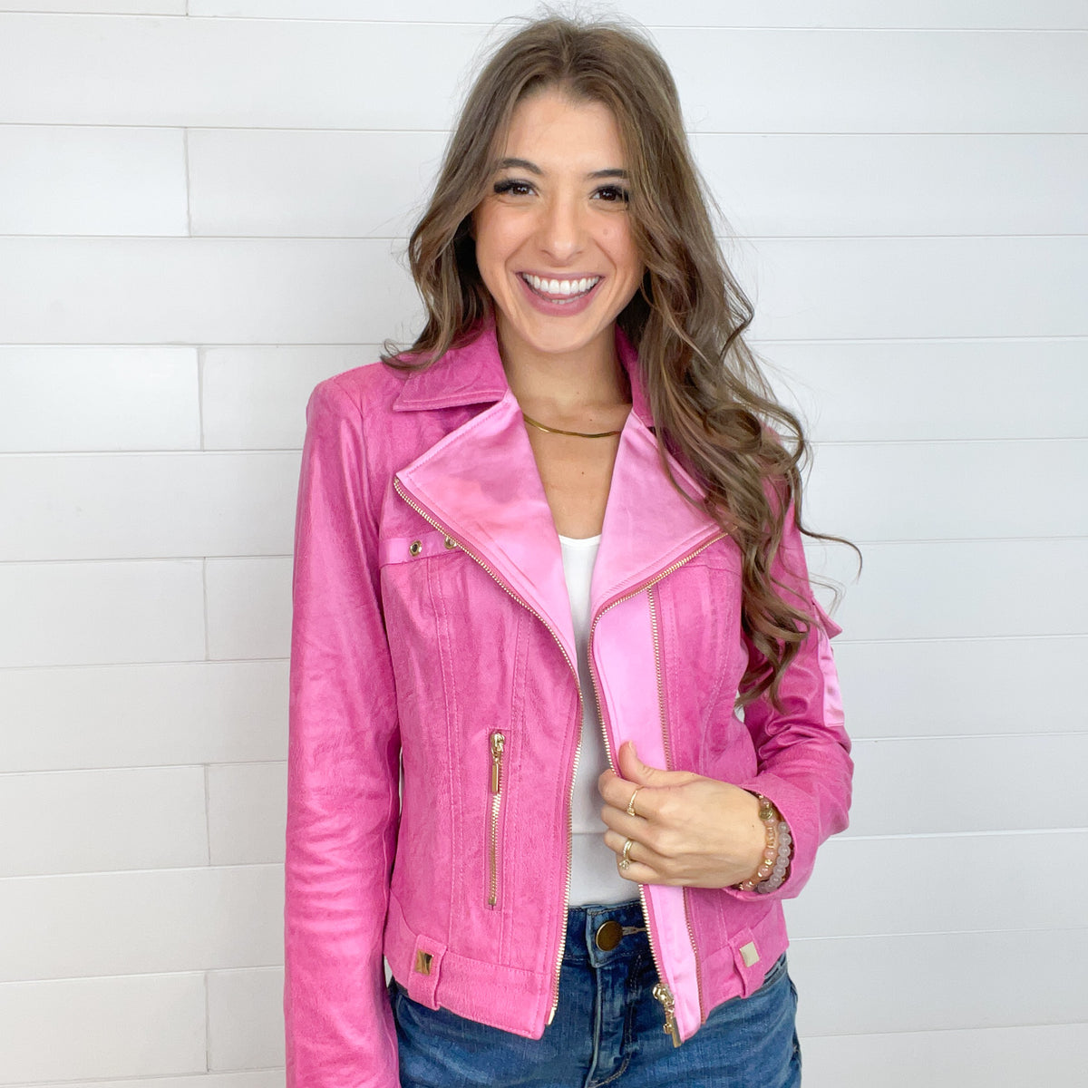 Vegan Leather + Satin Double Zipper Moto Jacket – Mainstream-AppleValley