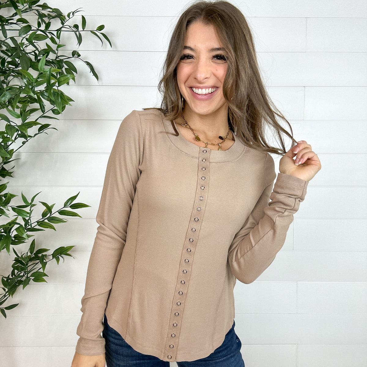 Seam Detail Snap Button Thermal – Mainstream Boutique Apple Valley