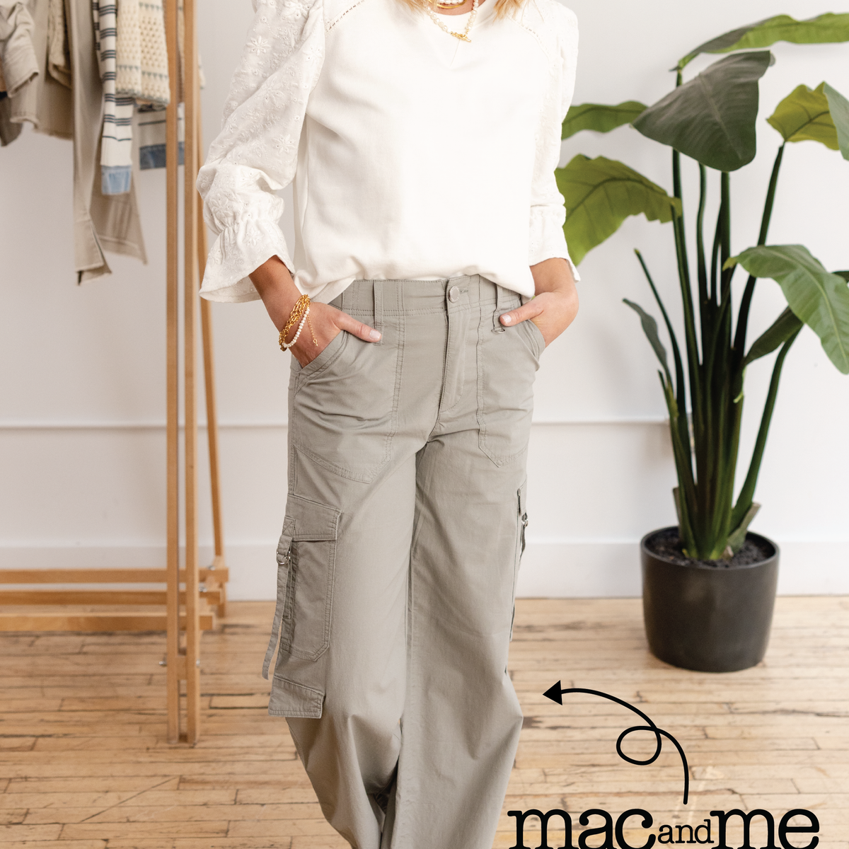 Mac and Me Skyrise Double Pocket Wide Leg Utility Pant – Mainstream ...